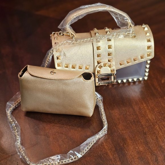 Bags | Stylish Studded Clear Purse | Poshmark